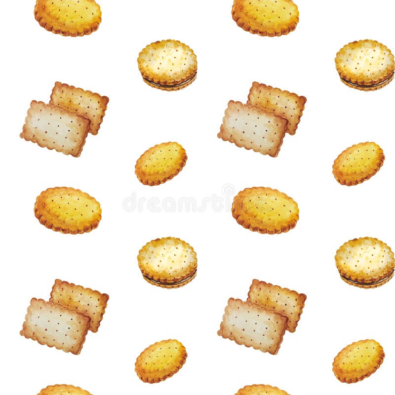 Watercolor Sweet Bakery Cookies Seamless Pattern for Cafe Design Stock ...