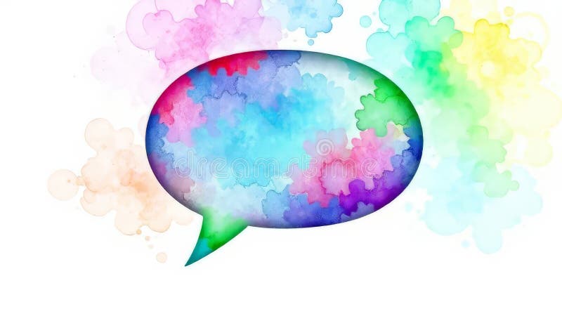Watercolor Symbol Speaks in Rainbow Colors Stock Illustration ...