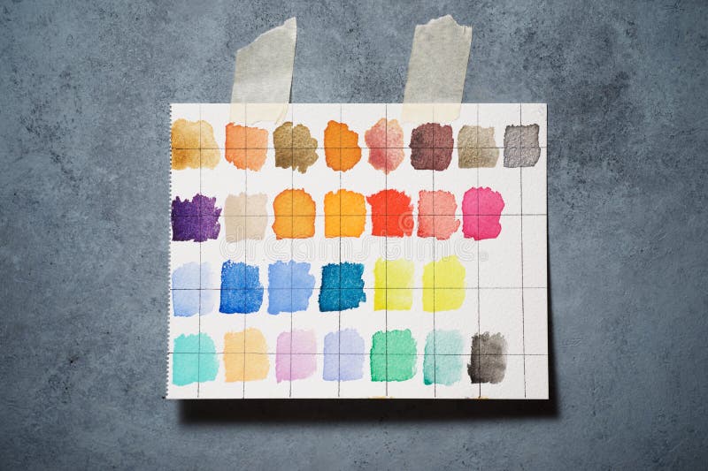 Watercolor test card stock image. Image of painter, artwork - 181087011