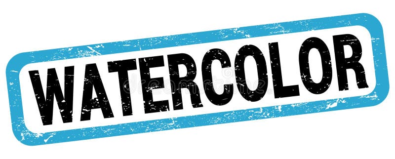 WATERCOLOR Text Written on Blue-black Rectangle Stamp Stock ...