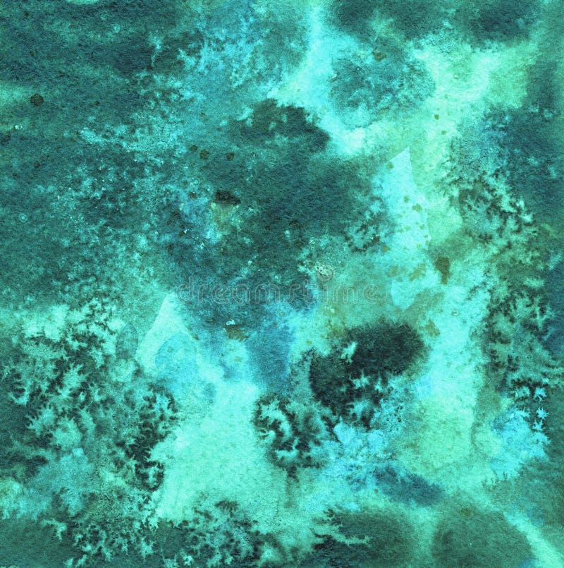 Watercolor Texture Simple Splashes and Stains, Color Bright Blue and ...