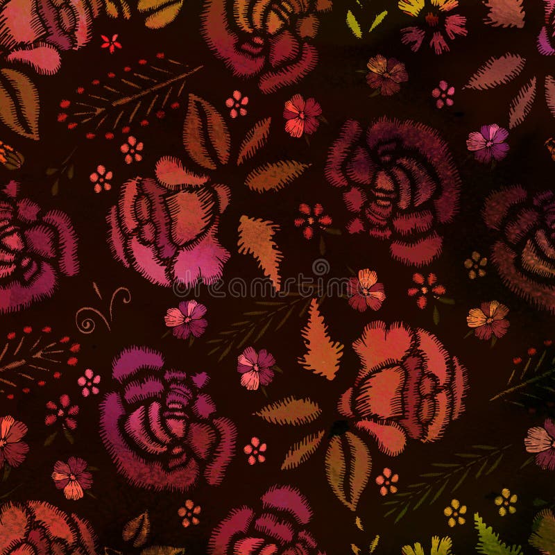 Watercolor Textured Seamless Pattern. Roses. Stock Illustration ...