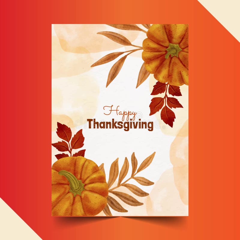 Watercolor Thanksgiving Cards Collection Vector Design Illustration ...