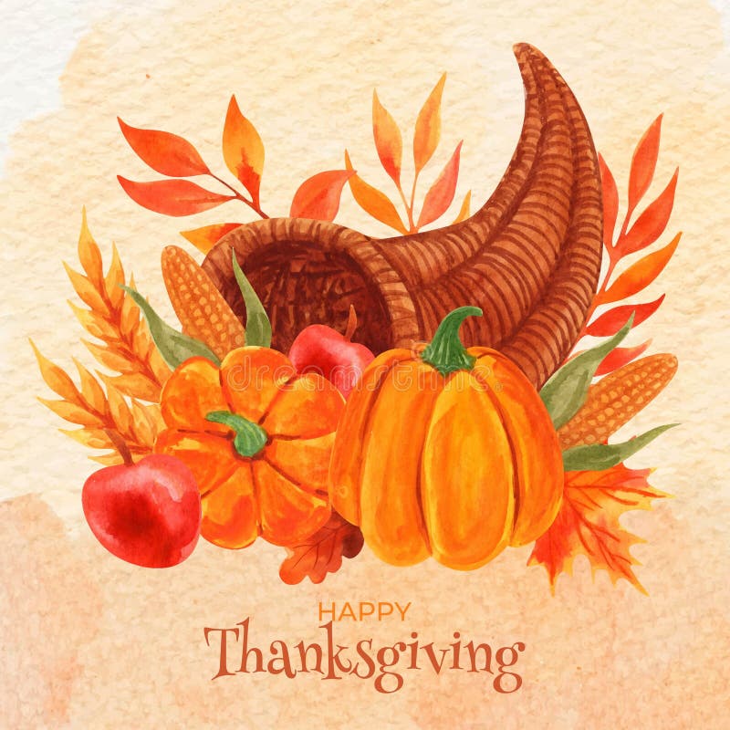 Watercolor Thanksgiving Vector Design Stock Vector - Illustration of ...