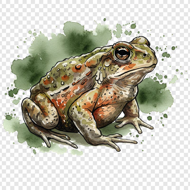 Watercolor Toad with Transparent Background Stock Illustration ...