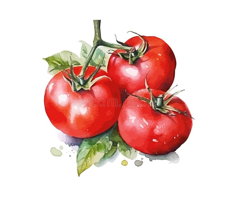 Watercolor Tomatoes. Vector Illustration Design Stock Vector ...