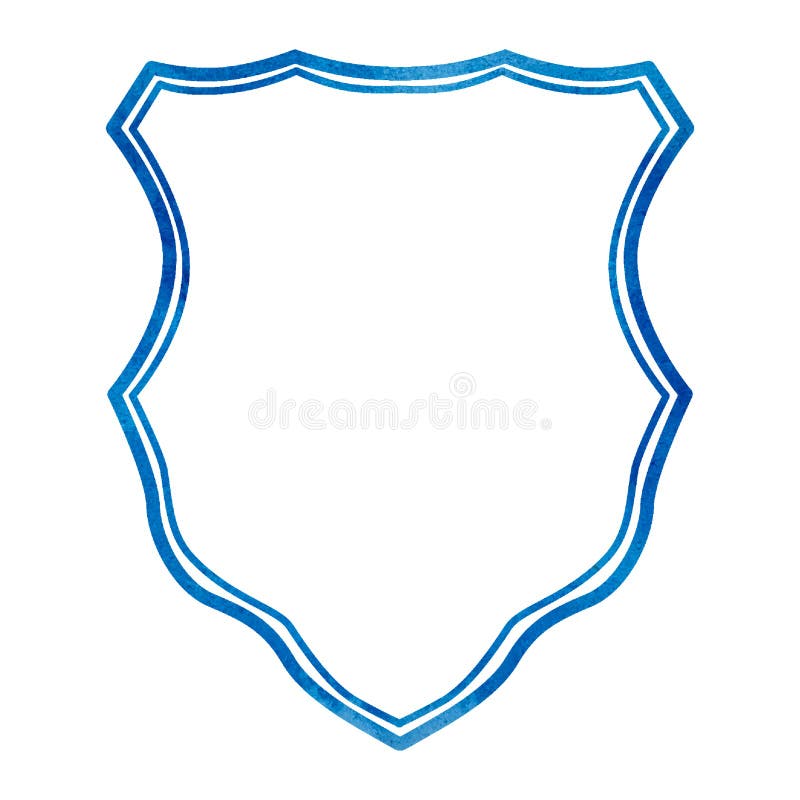 Watercolor Traditional Blue Crest Stock Illustration - Illustration of ...