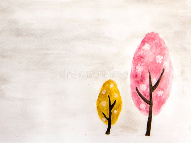 Watercolor tree stock illustration. Illustration of forest - 85072436