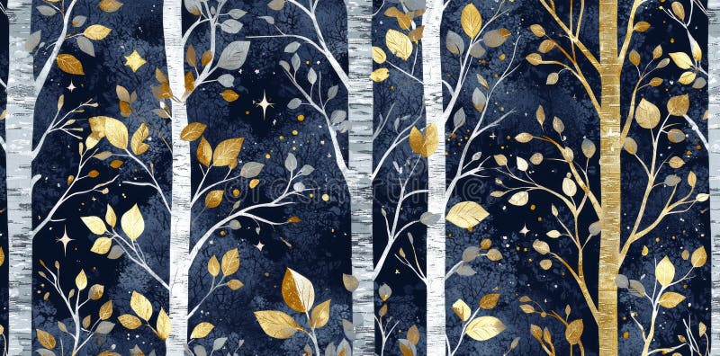 Watercolor Tree Forest Pattern, Abstract Watercolor Tree Pattern Stock ...