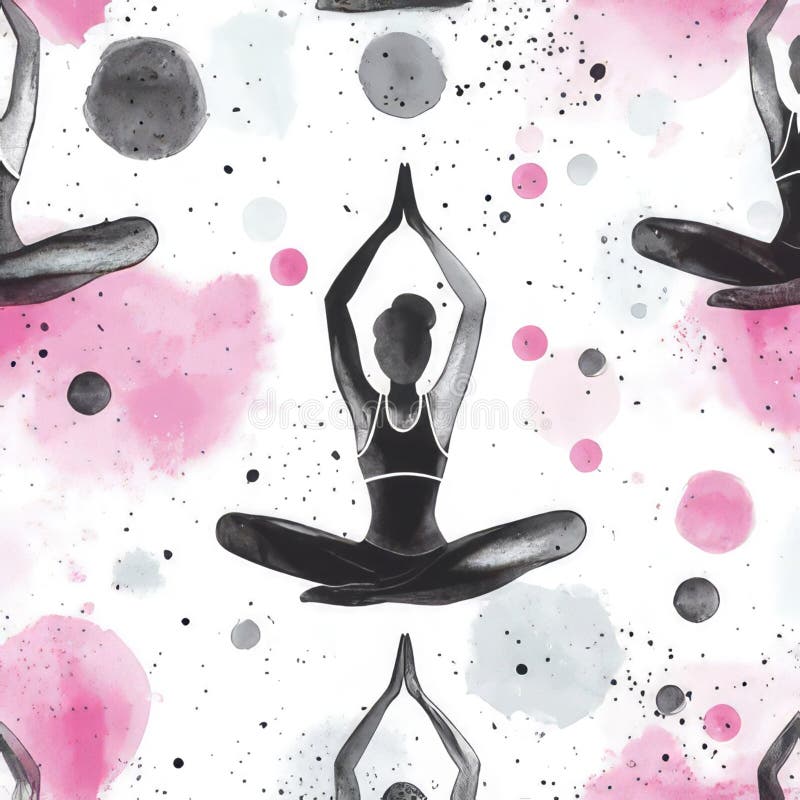 Watercolor Yoga Pattern Drawing Stock Illustration - Illustration of ...