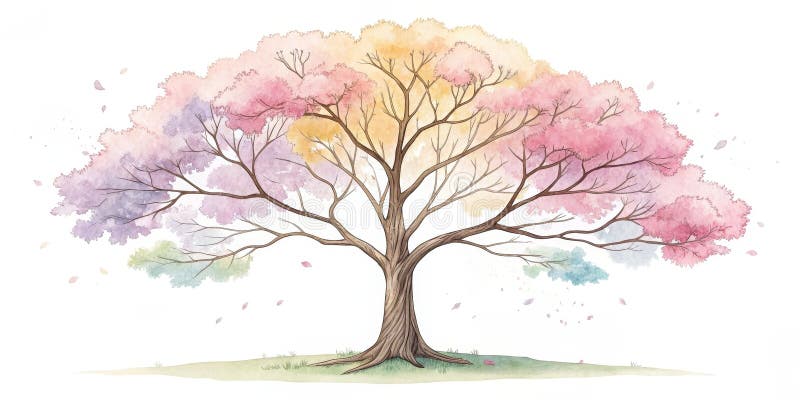 Watercolor Tree of Life Colorful Foliage, Branches , Tree, Watercolor ...