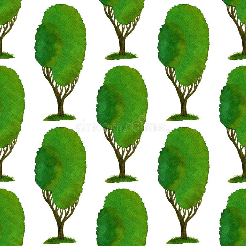 Watercolor Tree Seamless Pattern. Green Texture for Fabric, Paper and ...
