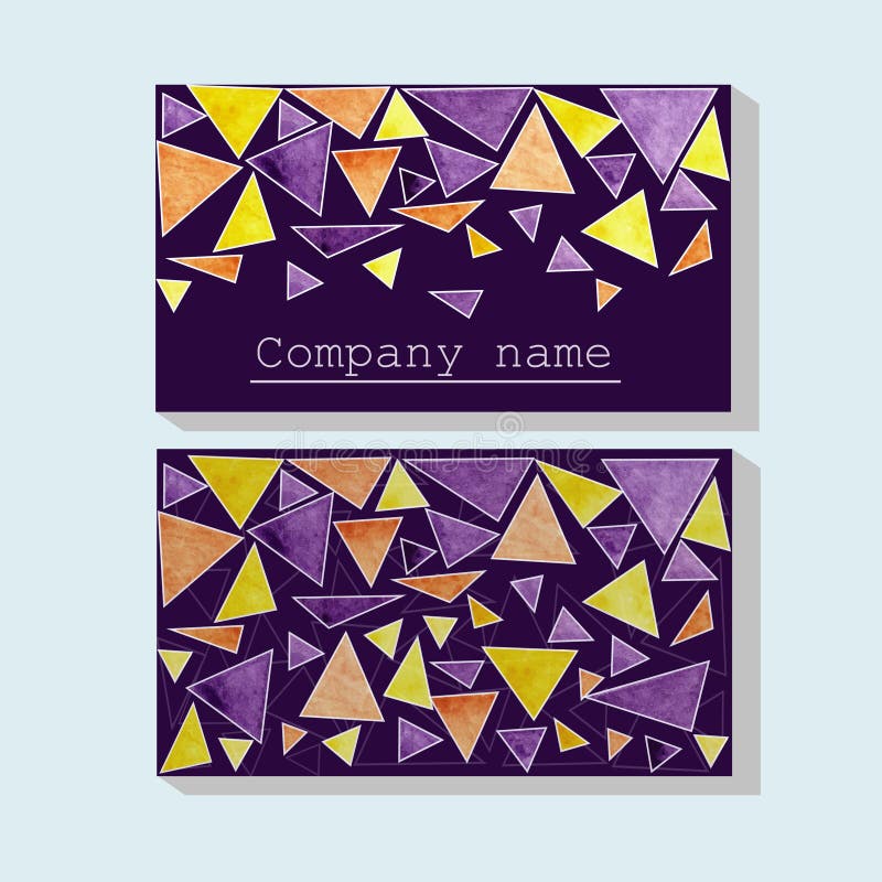 Watercolor Triangle Business Card Stock Vector - Illustration of color ...