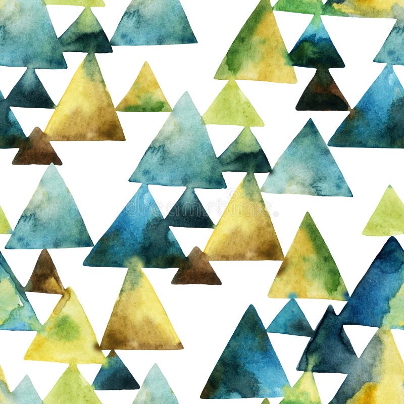 Watercolor Triangle Seamless Pattern. Stock Illustration - Illustration ...