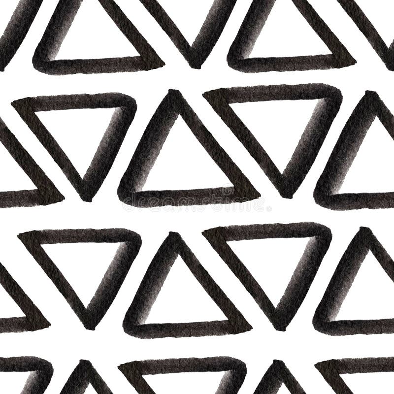 Watercolor Triangles Seamless Pattern. Minimalist, Black and White ...