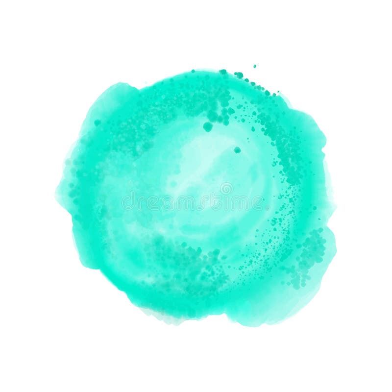 Watercolor Turquoise Splash Round Element Isolated on White Background ...