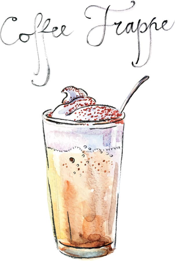 Watercolor Vector Coffee Frappe Stock Vector - Illustration of latte ...