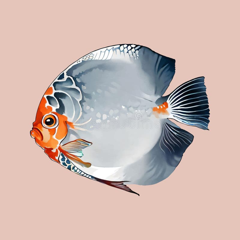 Watercolor Vector Discus Fish Illustration Stock Vector - Illustration ...