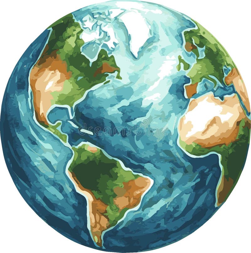 Watercolor Vector Illustration of Planet Earth Stock Vector ...