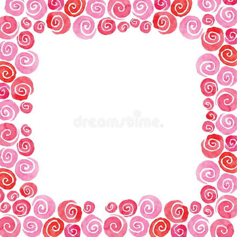 Watercolor Vector Pink Rose Square Flower Frame Stock Vector ...