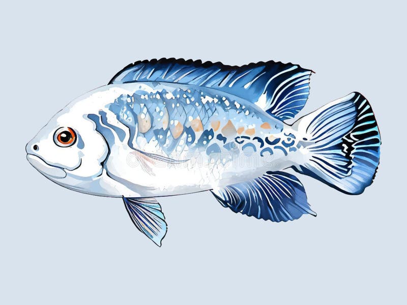 Watercolor Vector Simple Saltwater Fish Illustration Stock Vector ...