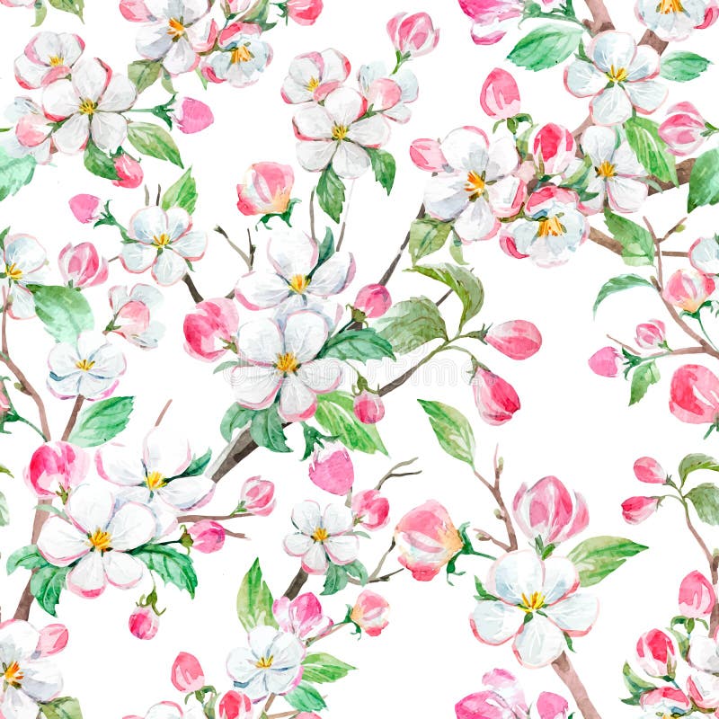 Watercolor Spring Floral Vector Pattern Stock Illustrations – 73,182 ...