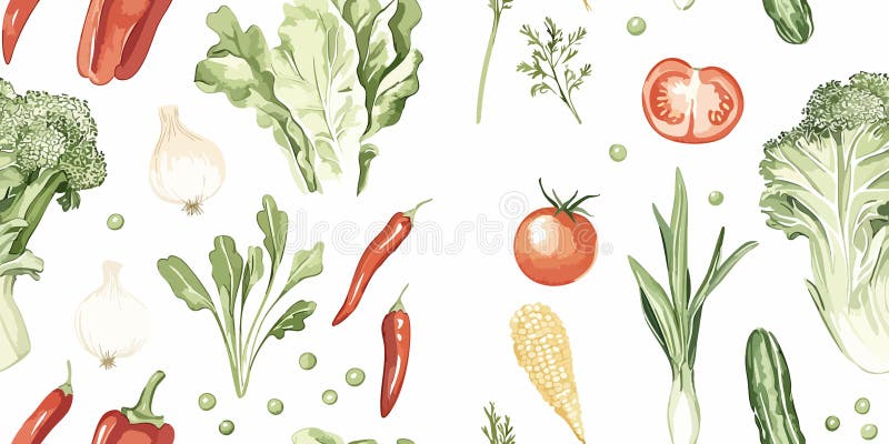 Watercolor Vegetable Seamless Pattern. Elegant Food Repeat Background ...