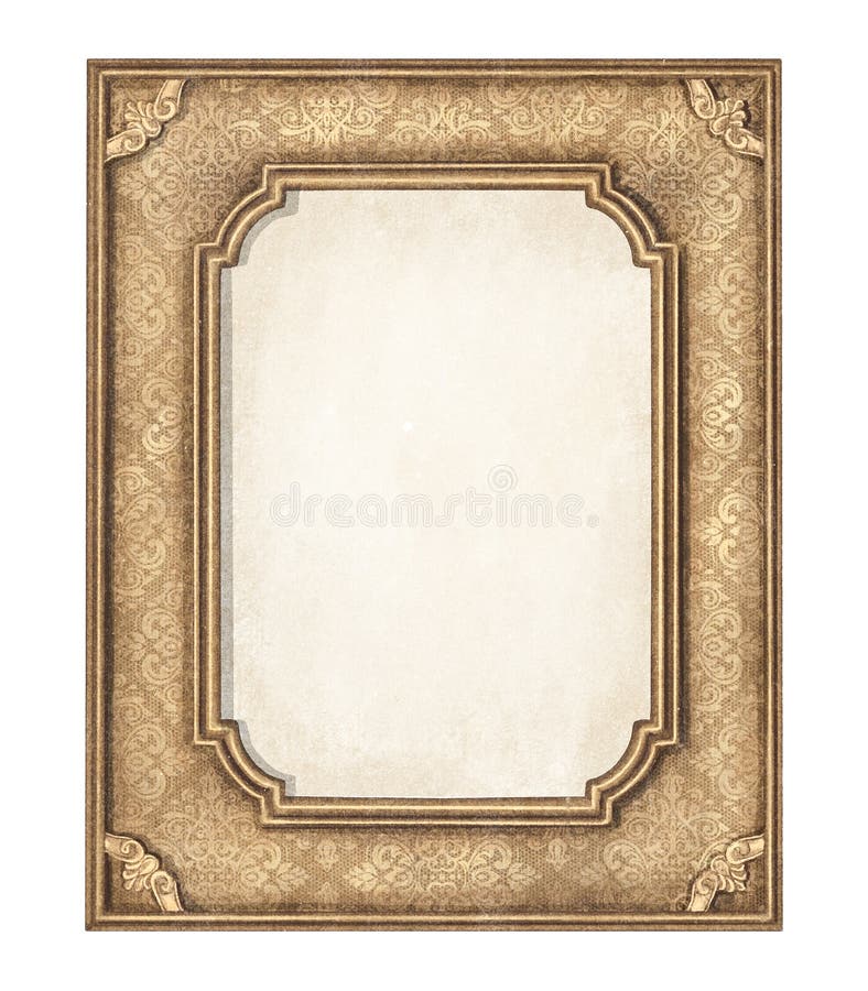 Watercolor Vintage Gold Rectangular Frame with Ornate Pattern Stock ...