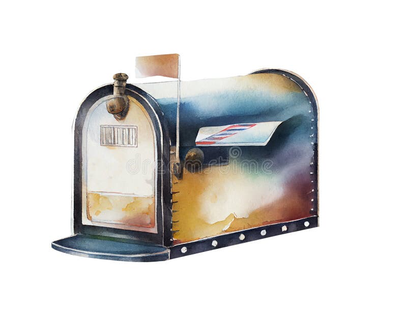 Watercolor Vintage Mailboxes. Post Office Watercolor Clipart Stock ...