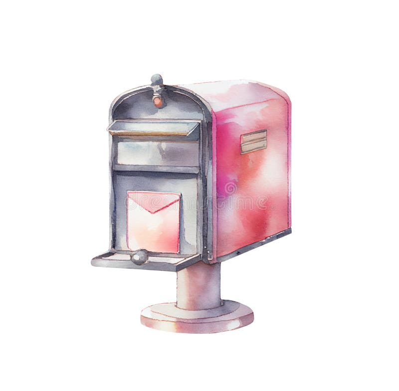 Watercolor Vintage Mailboxes. Post Office Watercolor Clipart Stock ...
