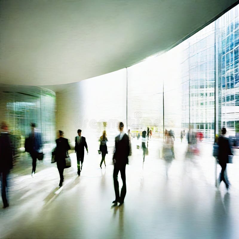 Watercolor of Walking in Building with Motion Stock Illustration ...