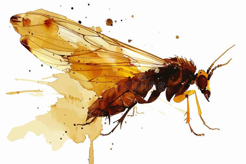 Watercolor Washes and Splatters in Shape of Insects S Isolated ...