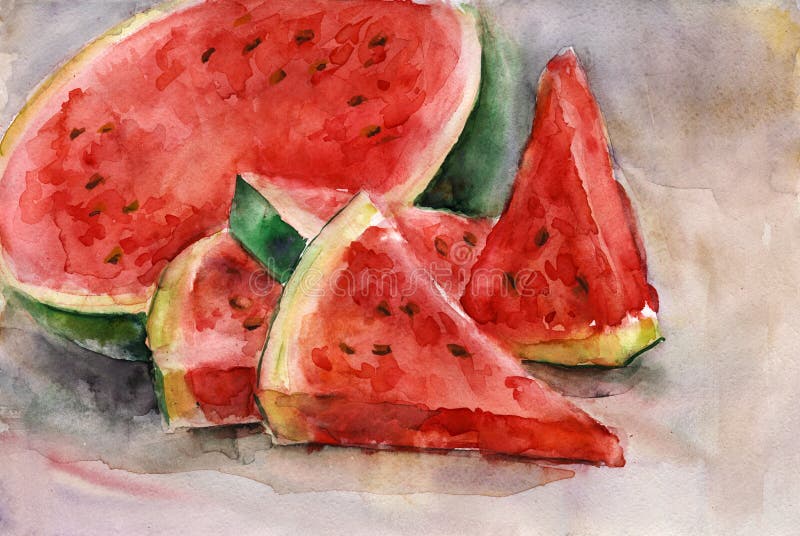 Watercolor watermelon stock illustration. Illustration of life - 28128969