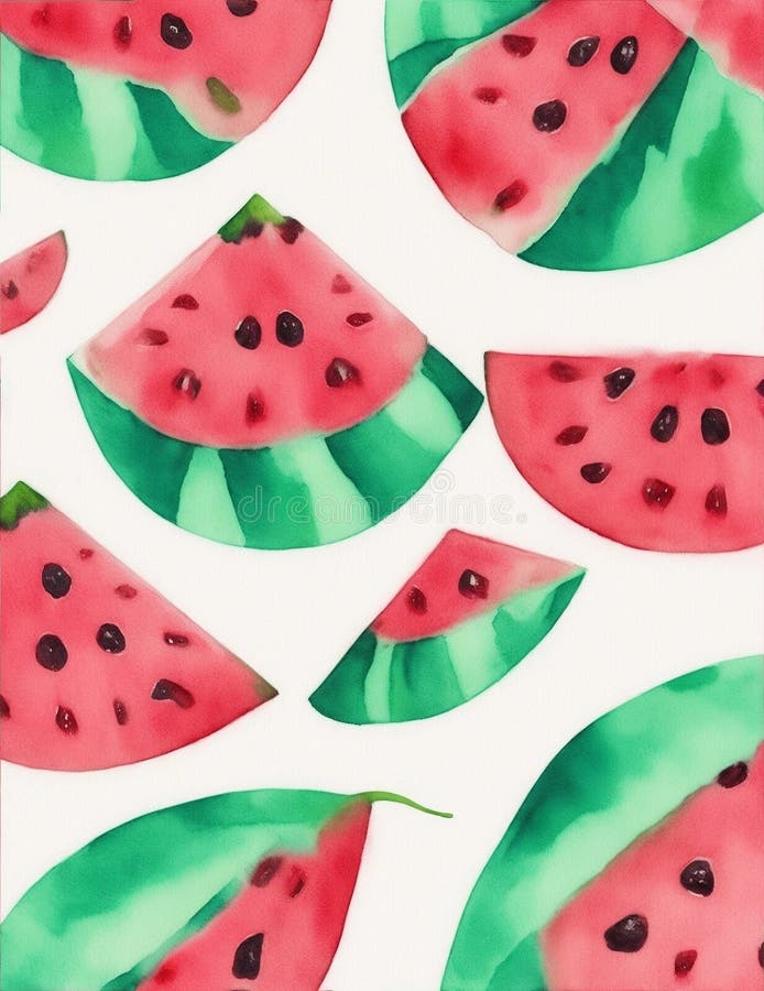 Watercolor Watermelon, Illustration Pattern Stock Illustration ...