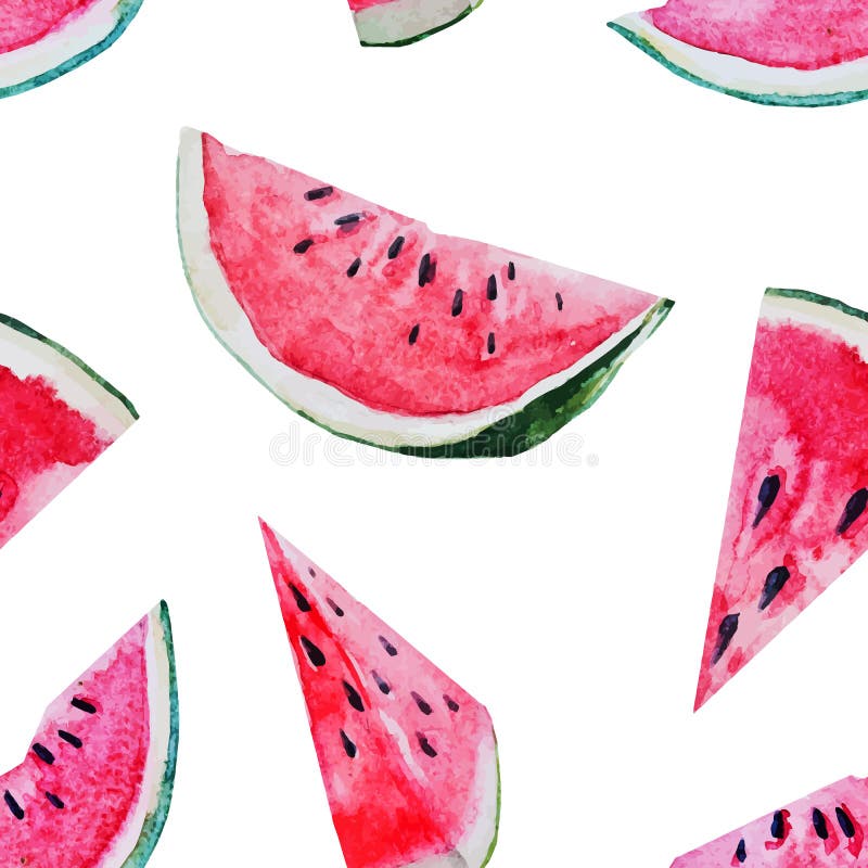 Watercolor Watermelon Melon Pattern Stock Vector - Illustration of ...