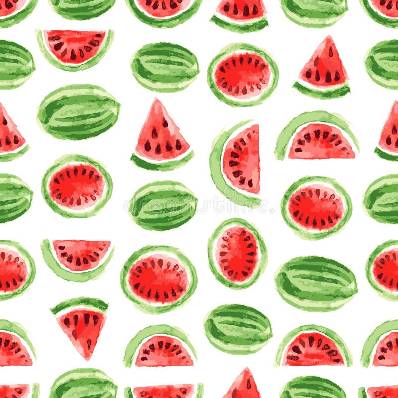 Watercolor Watermelon Pattern Stock Vector - Illustration of painting ...