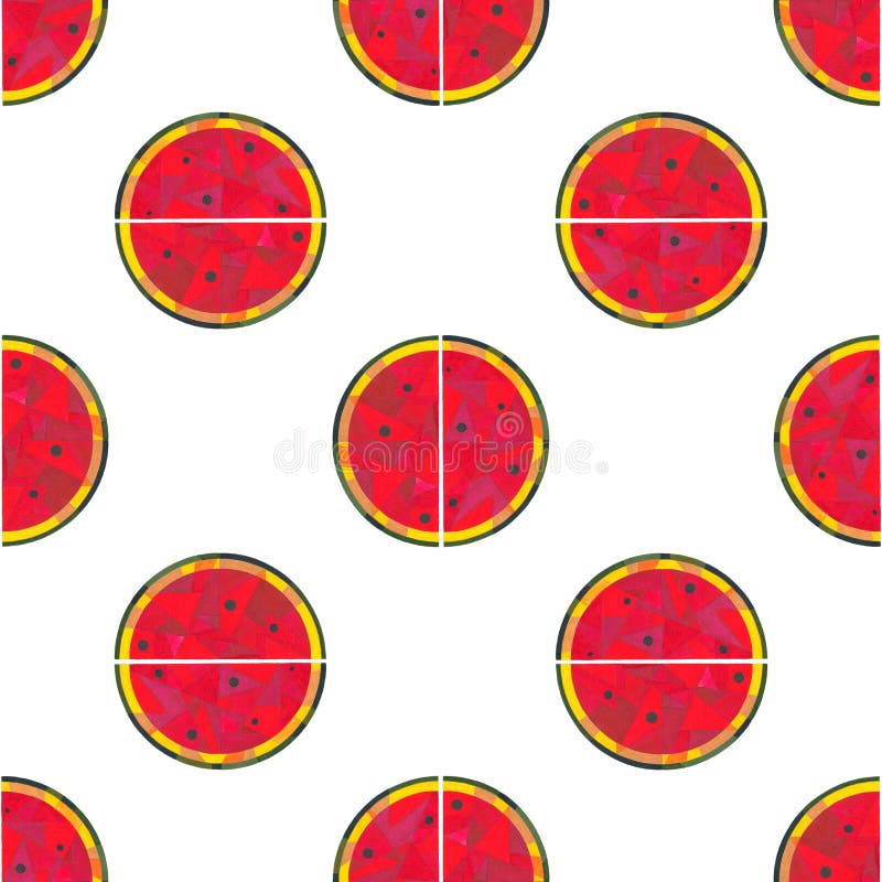 Watercolor Watermelon Seamless Pattern. Hand Painted Abstract Geometric ...