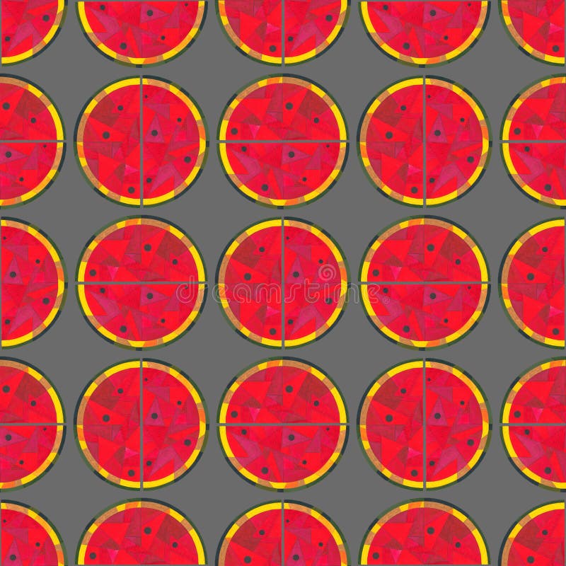 Watercolor Watermelon Seamless Pattern. Hand Painted Abstract Geometric ...