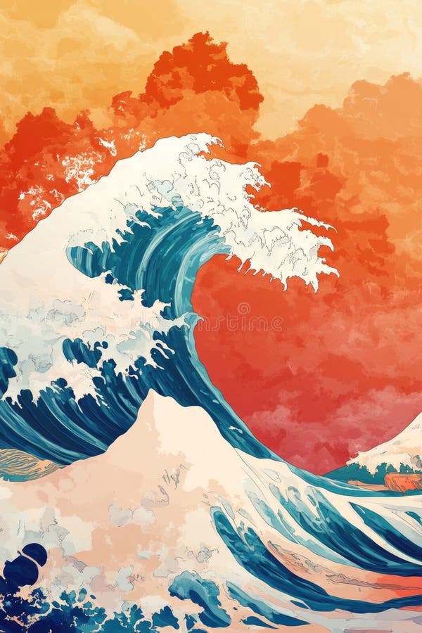 Watercolor Wave stock photo. Image of landscape, texture - 362048780