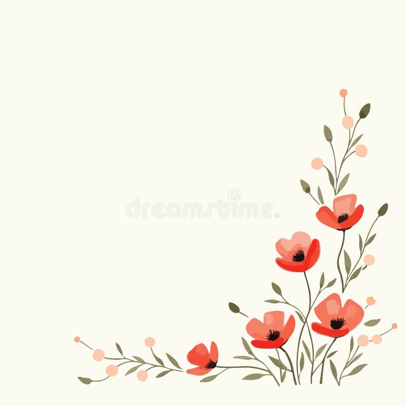 Watercolor Wedding Invitation with Poppy Flowers. Stock Vector ...
