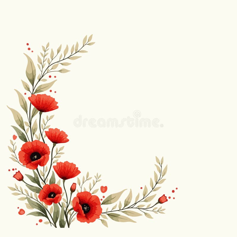 Watercolor Wedding Invitation with Poppy Flowers. Stock Illustration ...