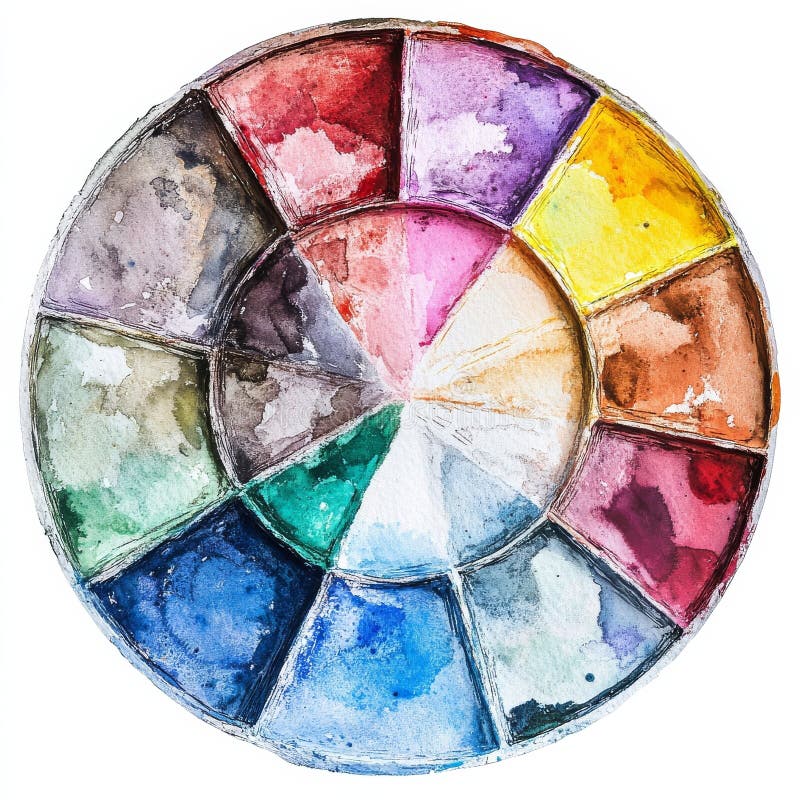 Watercolor Wheel Circular Palette Stock Illustration - Illustration of ...