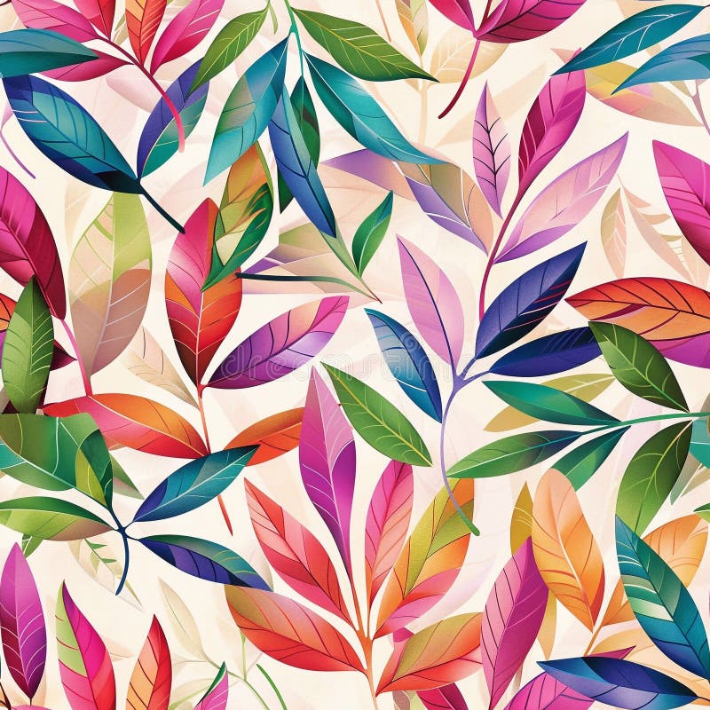 Watercolor Whimsy Abstract Leaf Seamless Pattern Stock Illustration ...