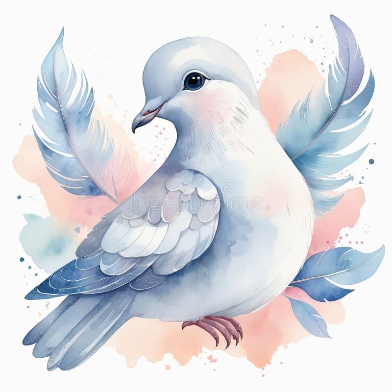 Watercolor Whimsy, a Cute Dove Stock Illustration - Illustration of ...