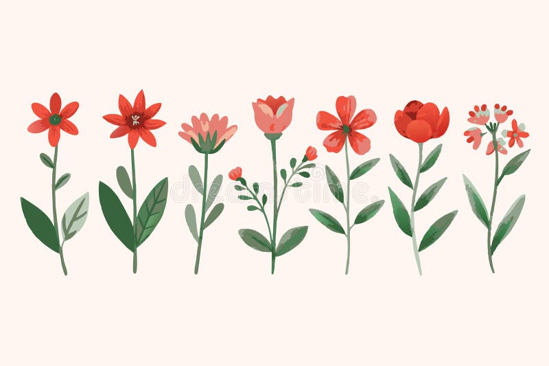 Wild Flat Floral Element Collection Stock Vector - Illustration of spring, watercolor: 330119316