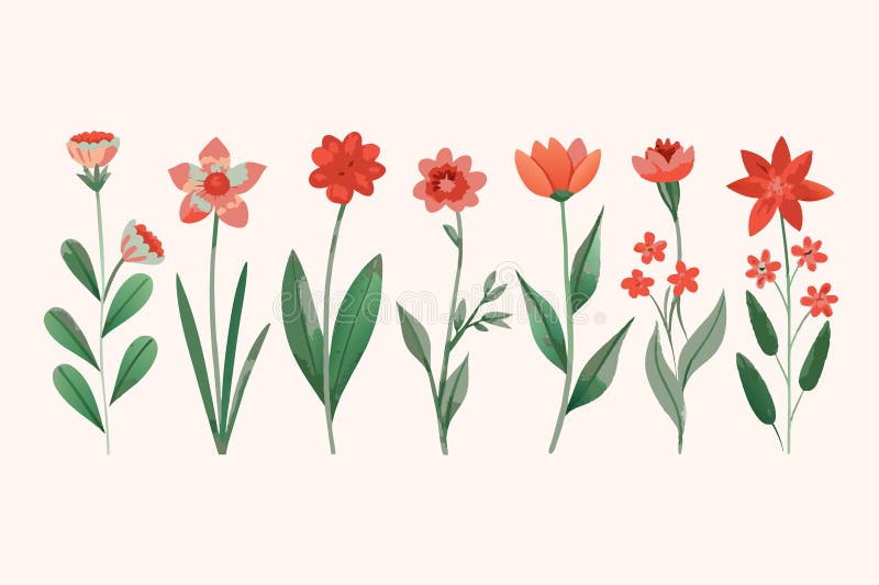 Wild Flat Floral Element Collection Stock Vector - Illustration of botanical, hand: 330119319