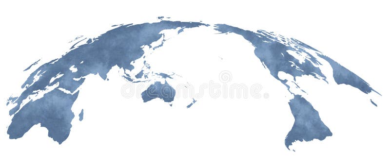 Watercolor World Map Centered on Asia Stock Illustration - Illustration ...