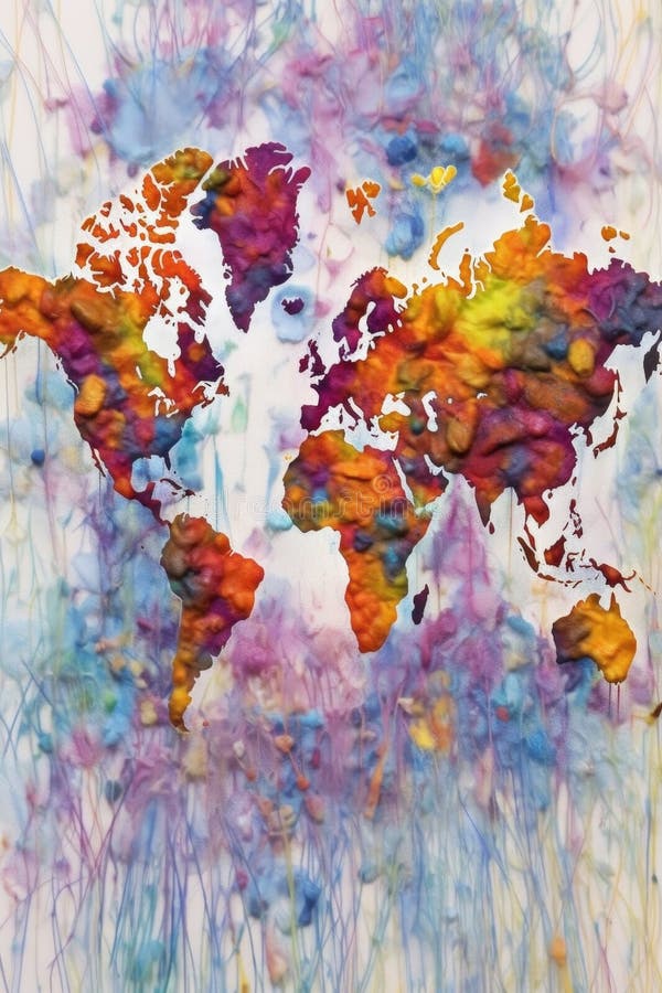 Watercolor World Map with Splashes of Paint Stock Image - Image of ...