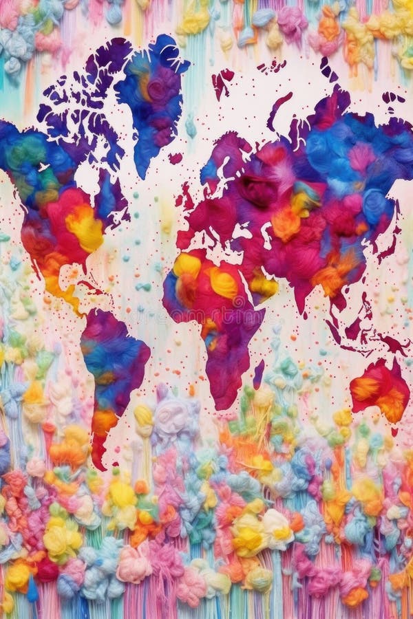 Watercolor World Map with Splashes of Paint Stock Illustration ...