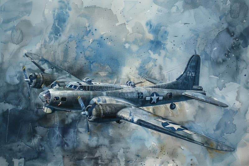 Watercolor of a World War Ii Airplane Stock Image - Image of fighter ...